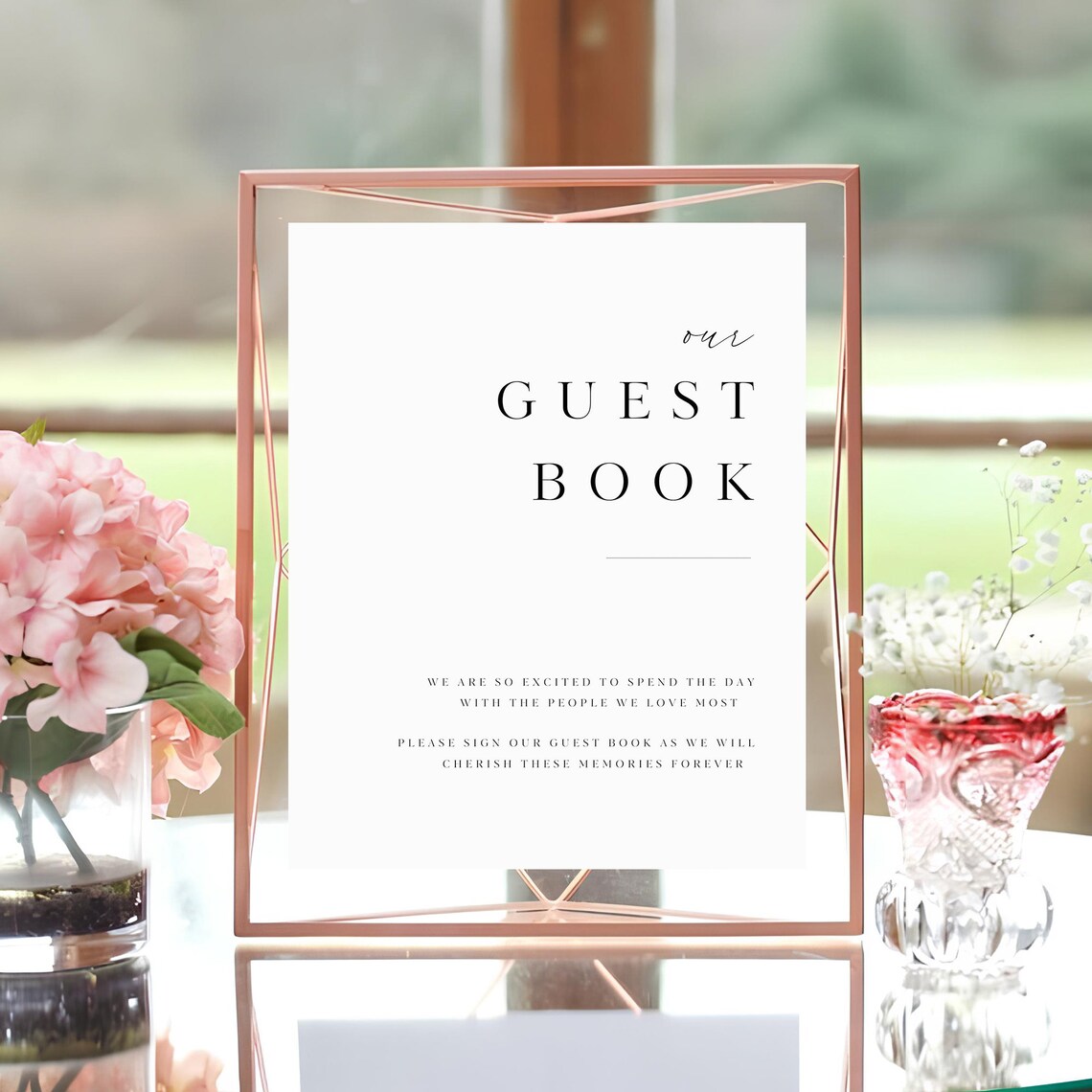 Wedding Guest Book Sign, Minimalist Simple Black White Wedding Sign ...