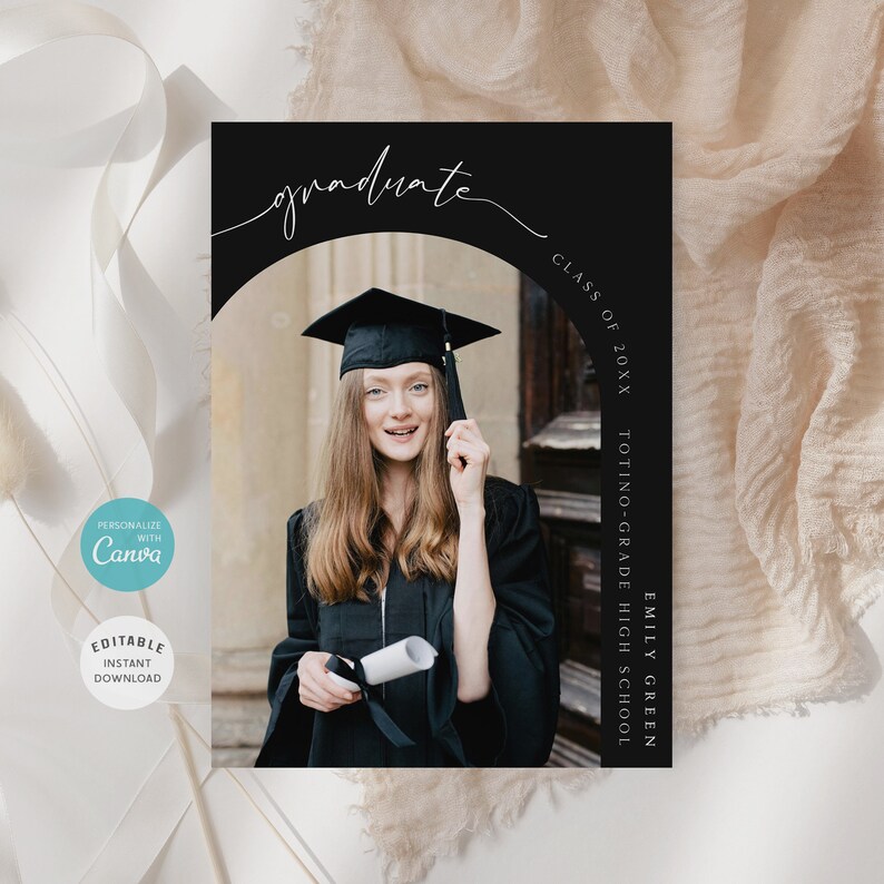Editable Graduation Invitation, Photo Graduation Announcement, Senior ...