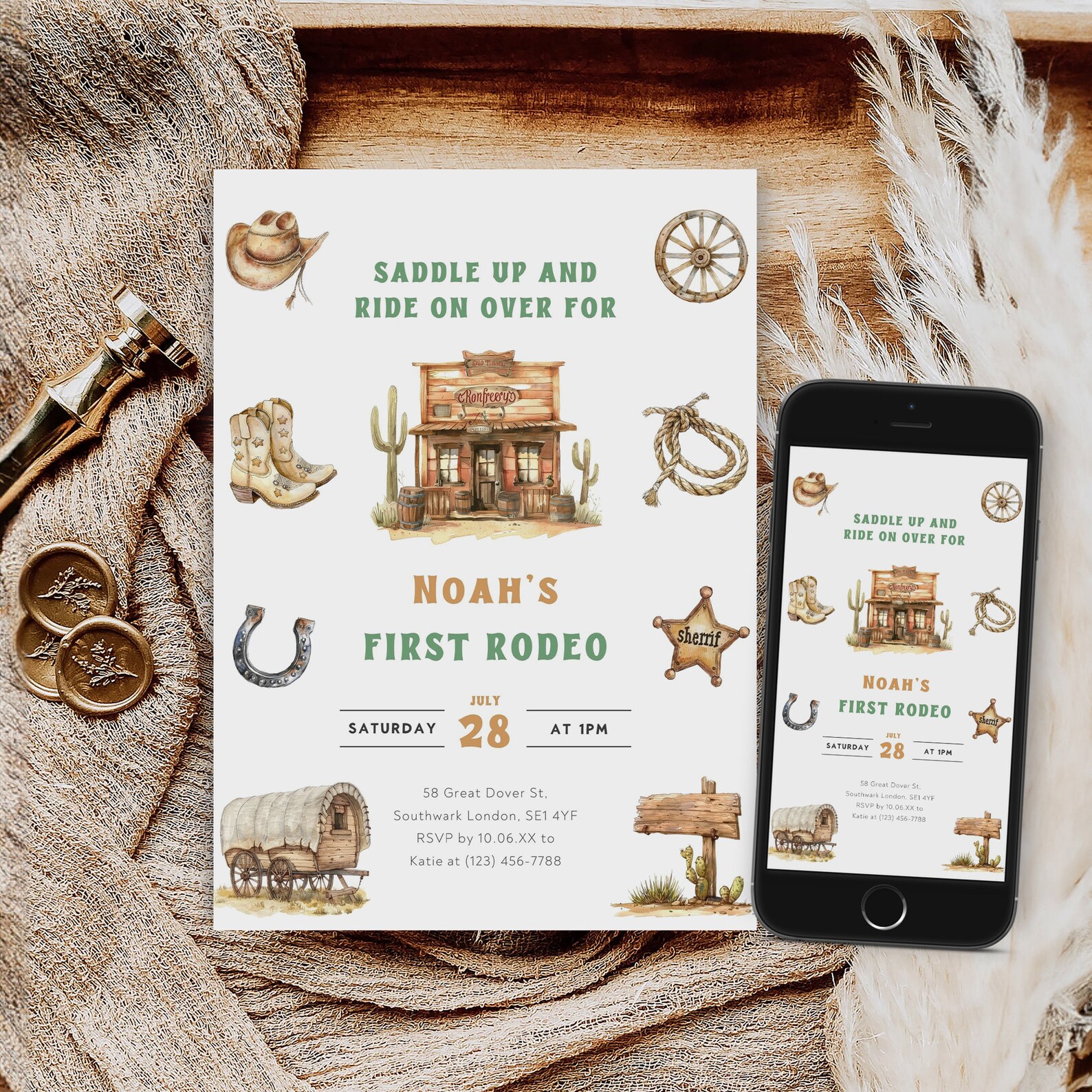 Editable Cowboy Birthday Invitation, Wild West Birthday Invite, Western ...