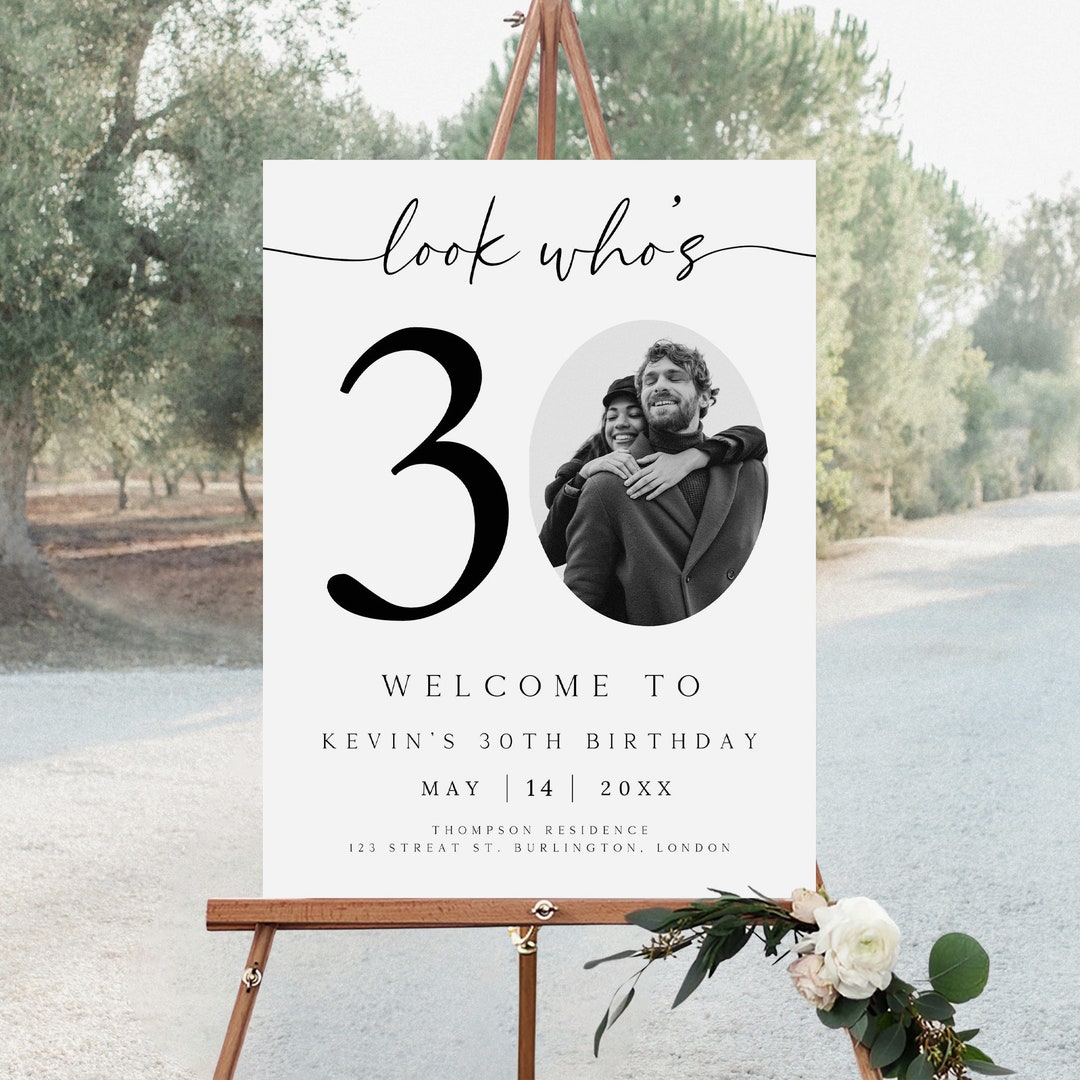 Editable 30th Birthday Photo Welcome Sign (digital Download) - Etsy