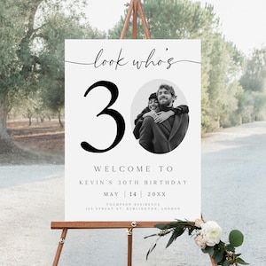 Editable 30th Birthday Welcome Sign, Look Who's 30 Welcome Sign, Thirty ...