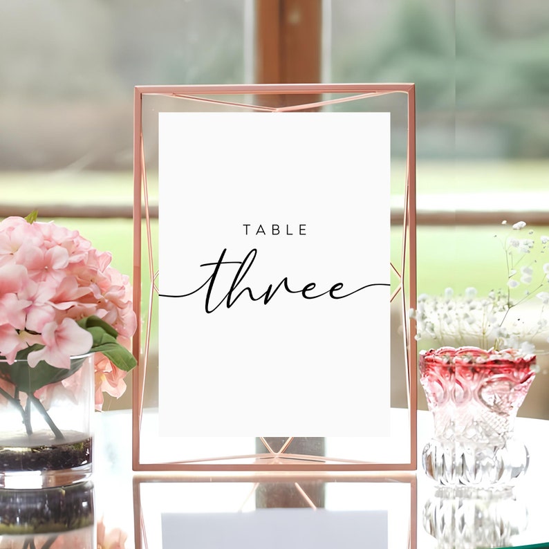 Modern Table Numbers Template, Minimalist Wedding Table Cards ...