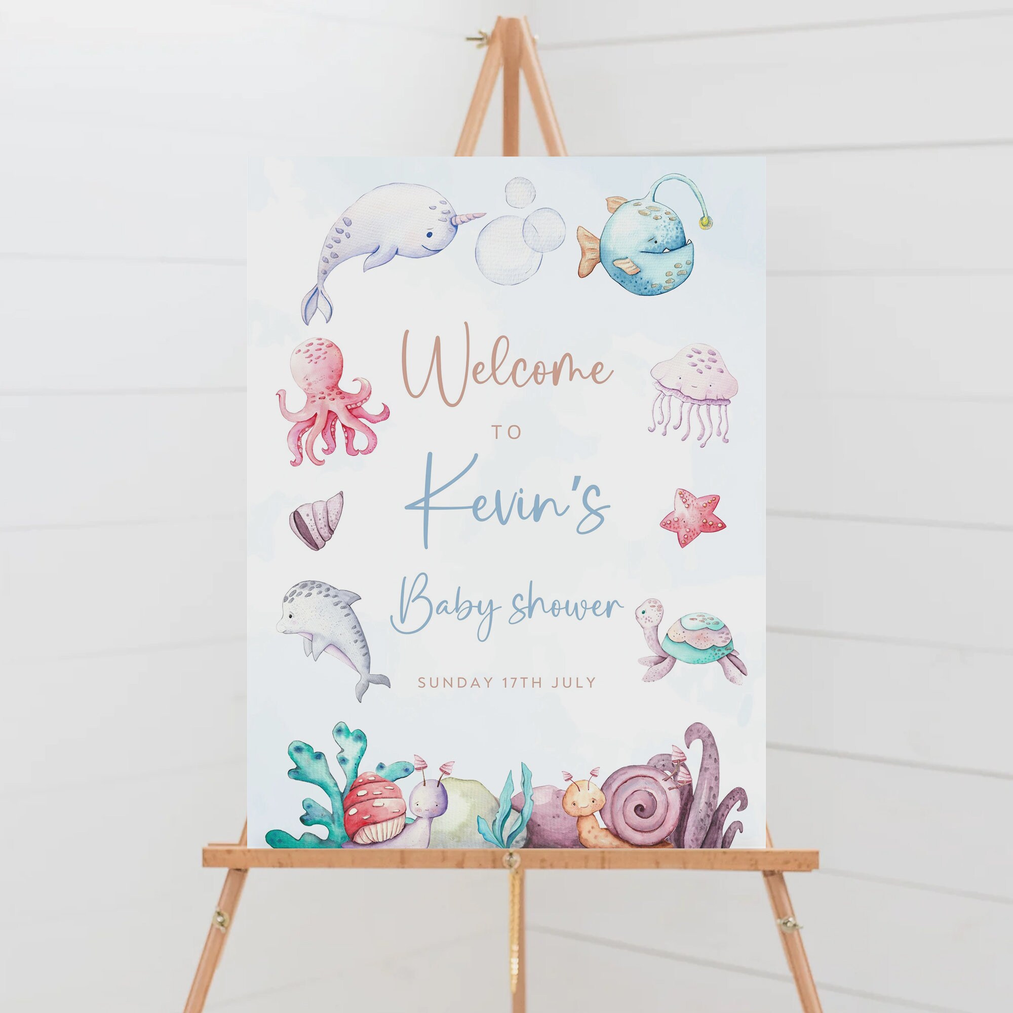 Under the Sea Welcome Sign, Ocean Animals Baby Shower Welcome Sign, Sea ...