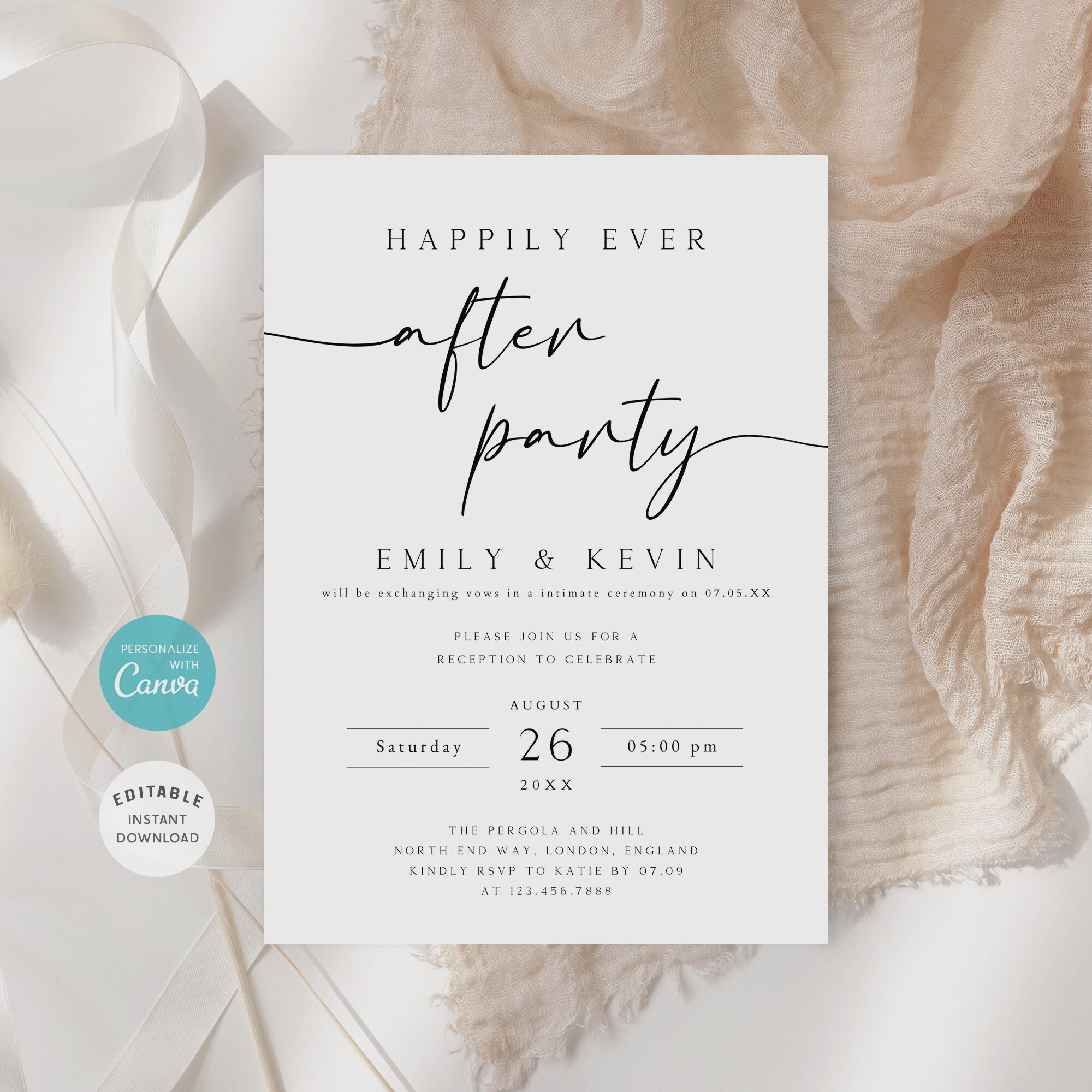 Reception Party Invitation, Happily Ever After Party Invite, Modern ...