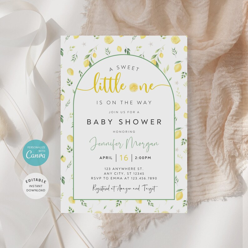 Editable Lemon Baby Shower Invitation, Lemonade Baby Shower Invite ...