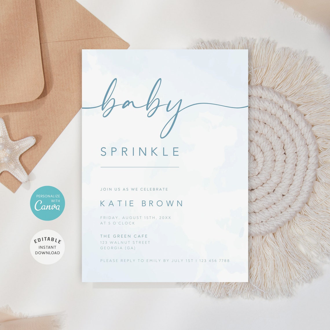 Baby Sprinkle Invitation Boy, Baby Sprinkle Invite, Minimalist Baby ...