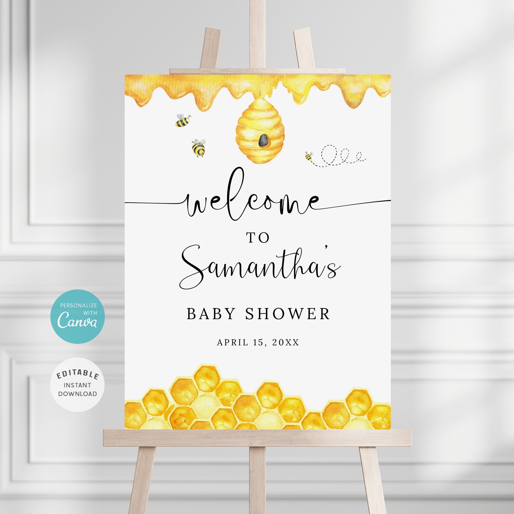 Bee Welcome Sign, Shower Welcome Poster, Honey Welcome Sign, Bee Baby ...