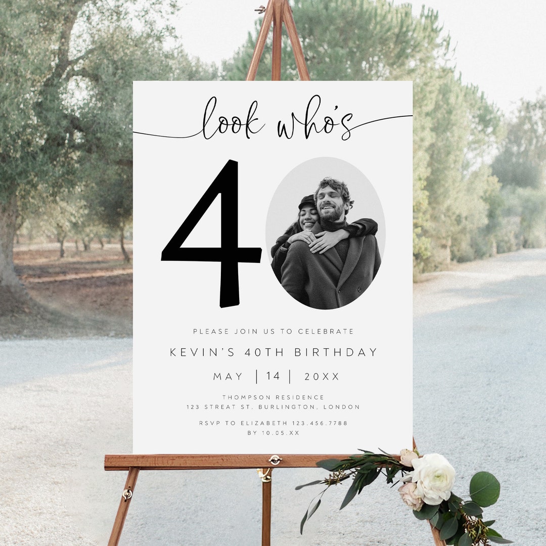 40th Birthday Welcome Sign, Look Who's 40 Welcome Sign, Forty Birthday ...