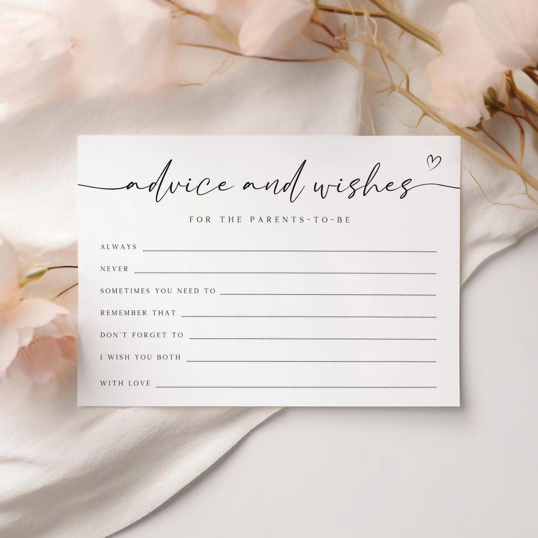 Editable Baby Shower Advice Card, Advice for Parents to Be, Baby Advice ...