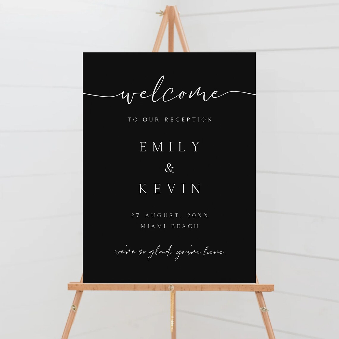 Black Reception Welcome Sign, Modern Wedding Poster (printable) - Etsy