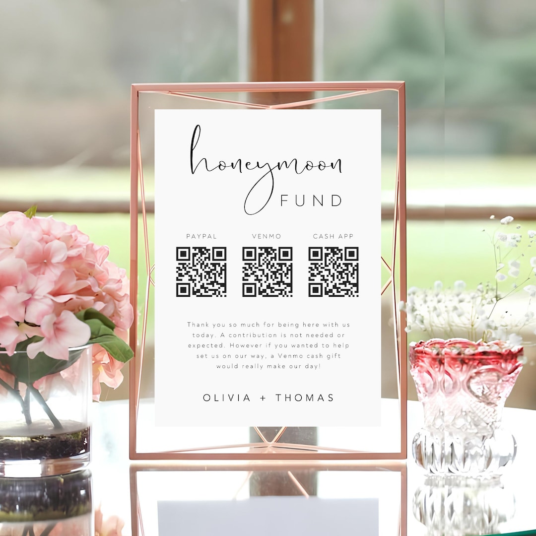 Venmo QR Code Honeymoon Fund Sign, Editable Wedding Template (digital ...