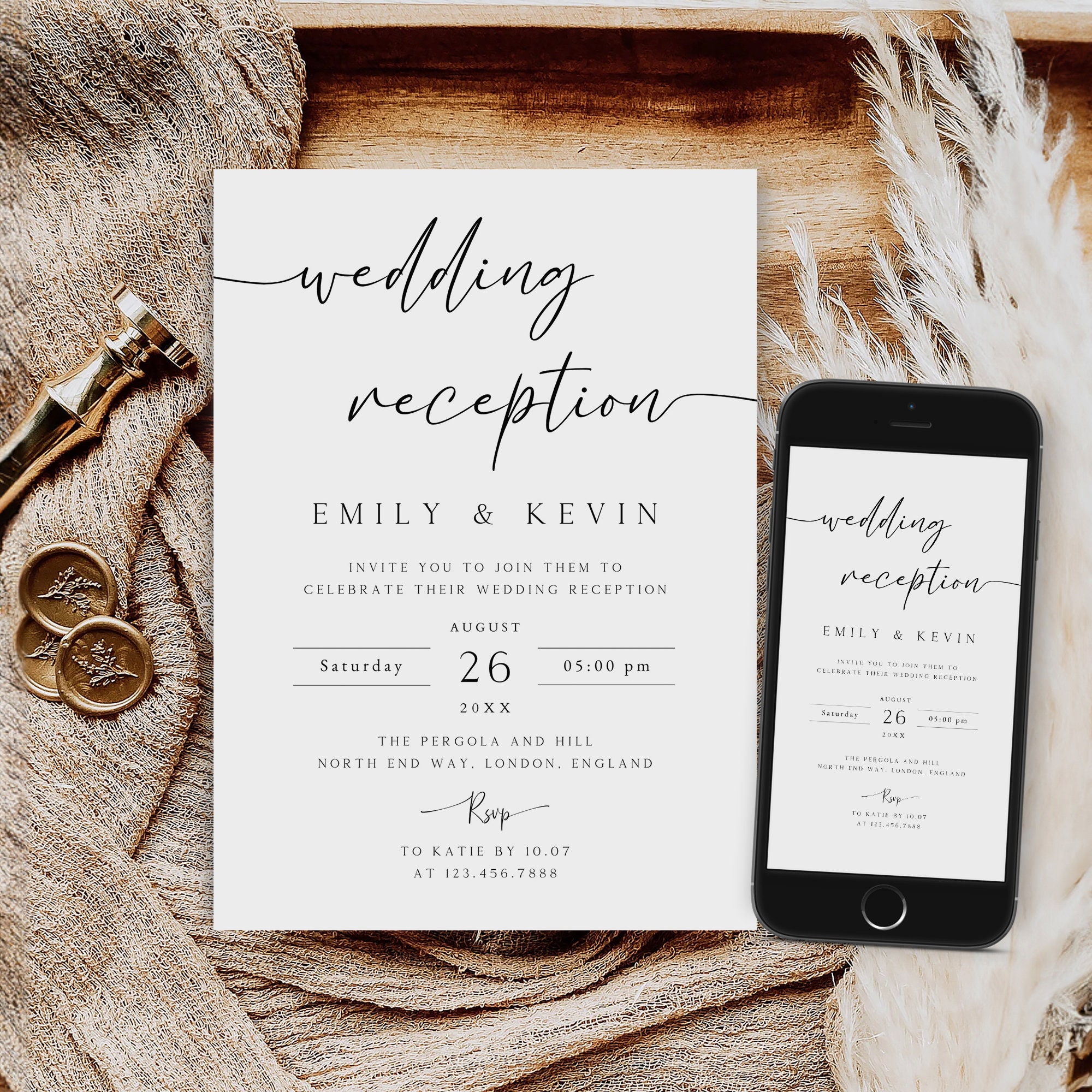 Wedding Reception Invitation Template, Reception Party Invite, Wedding ...