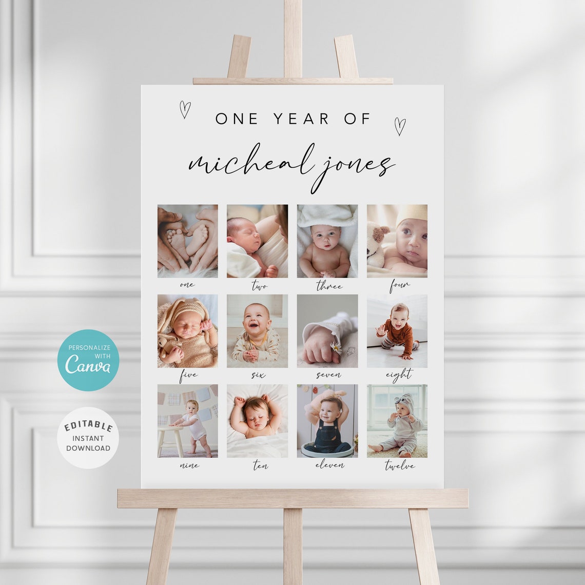 Editable Baby First Year Milestone Photo Board (digital Download) - Etsy