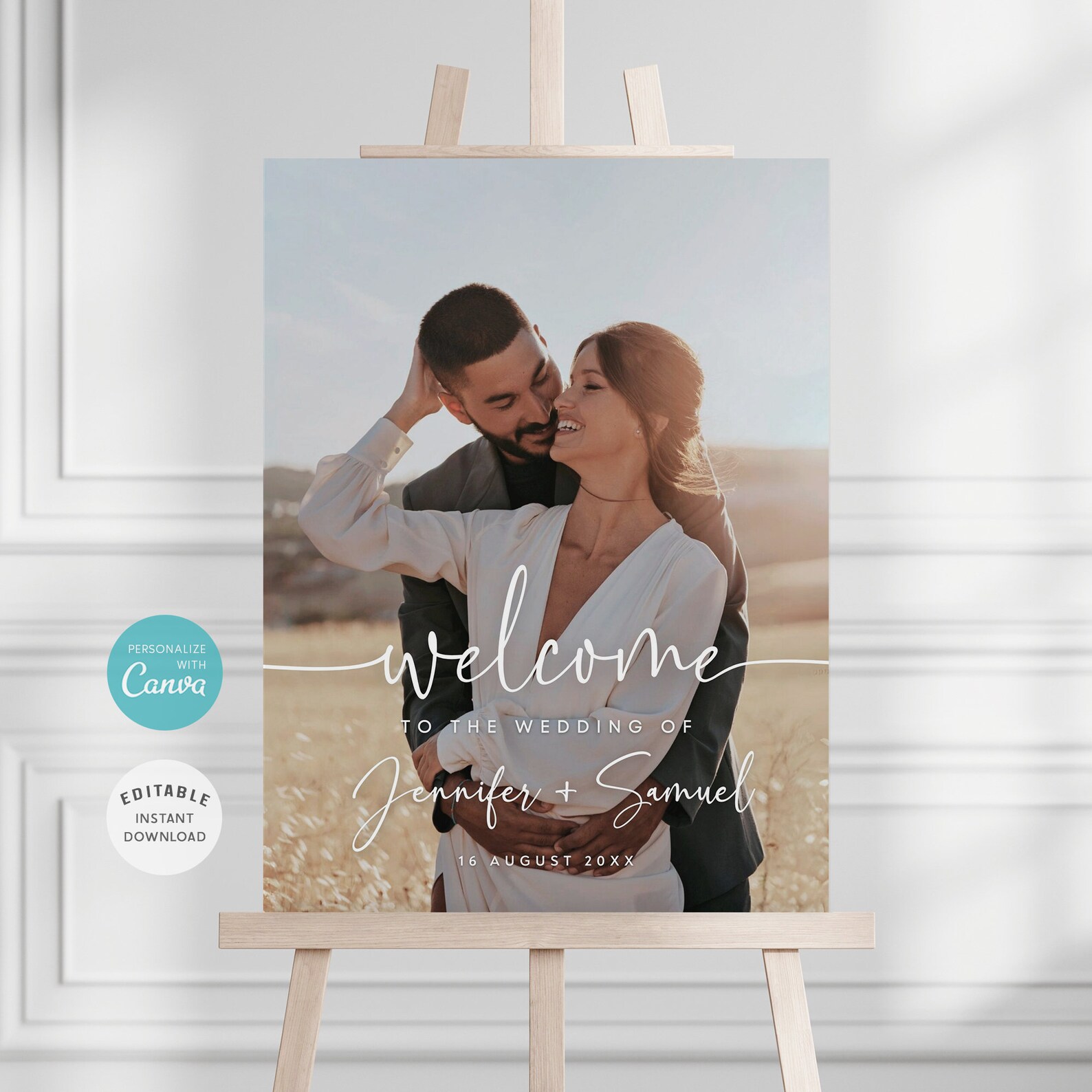 Photo Wedding Welcome Sign Template, Welcome Wedding Board, Reception ...