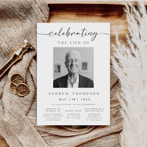 Funeral Photo Invitation, Memorial Service Template (5x7) (digital) - Etsy