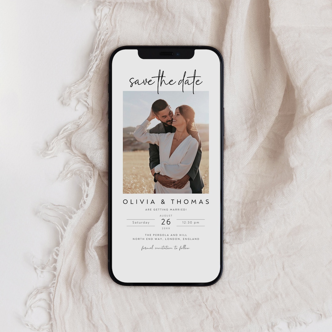 Minimal Save the Date E-invite Template, Minimalist Digital Invite, Electronic Save the Date ...