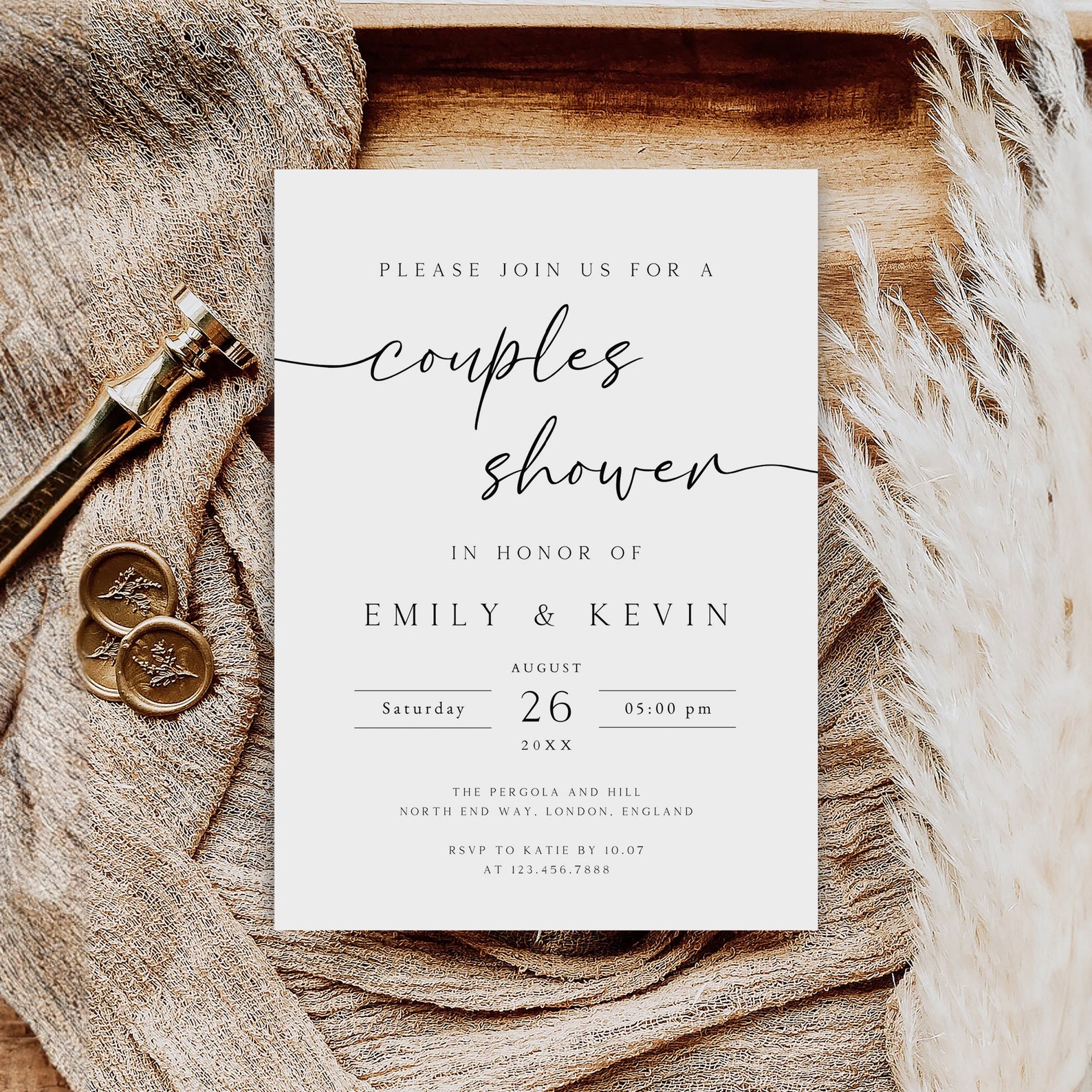 Minimalist Couples Shower Invitation, Modern Couples Shower Invite ...
