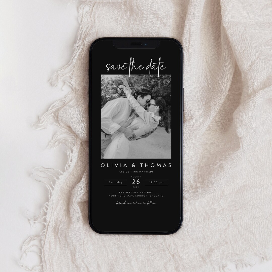 Photo Text Message Save the Date Template, Black Save the Date Evite ...