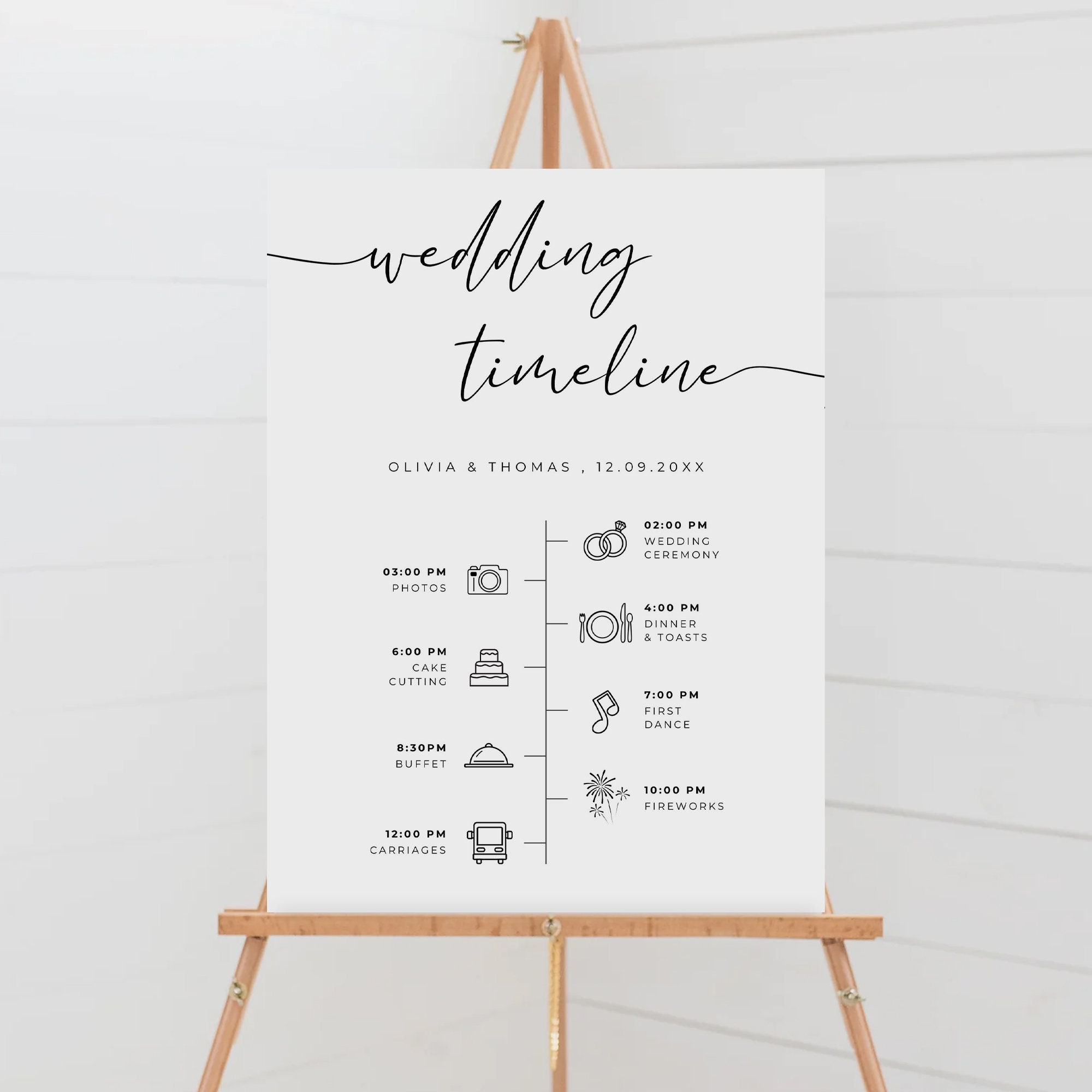 Editable Wedding Timeline Sign, Wedding Order of the Day Sign ...