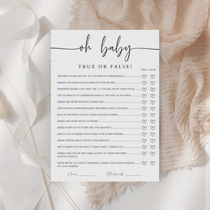 Oh Baby True or False Game, Baby Shower Games, Baby Shower Party Game ...