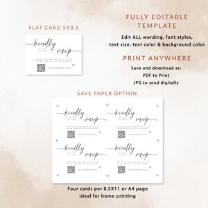 Modern Wedding QR Code RSVP Card Template (digital Download) - Etsy