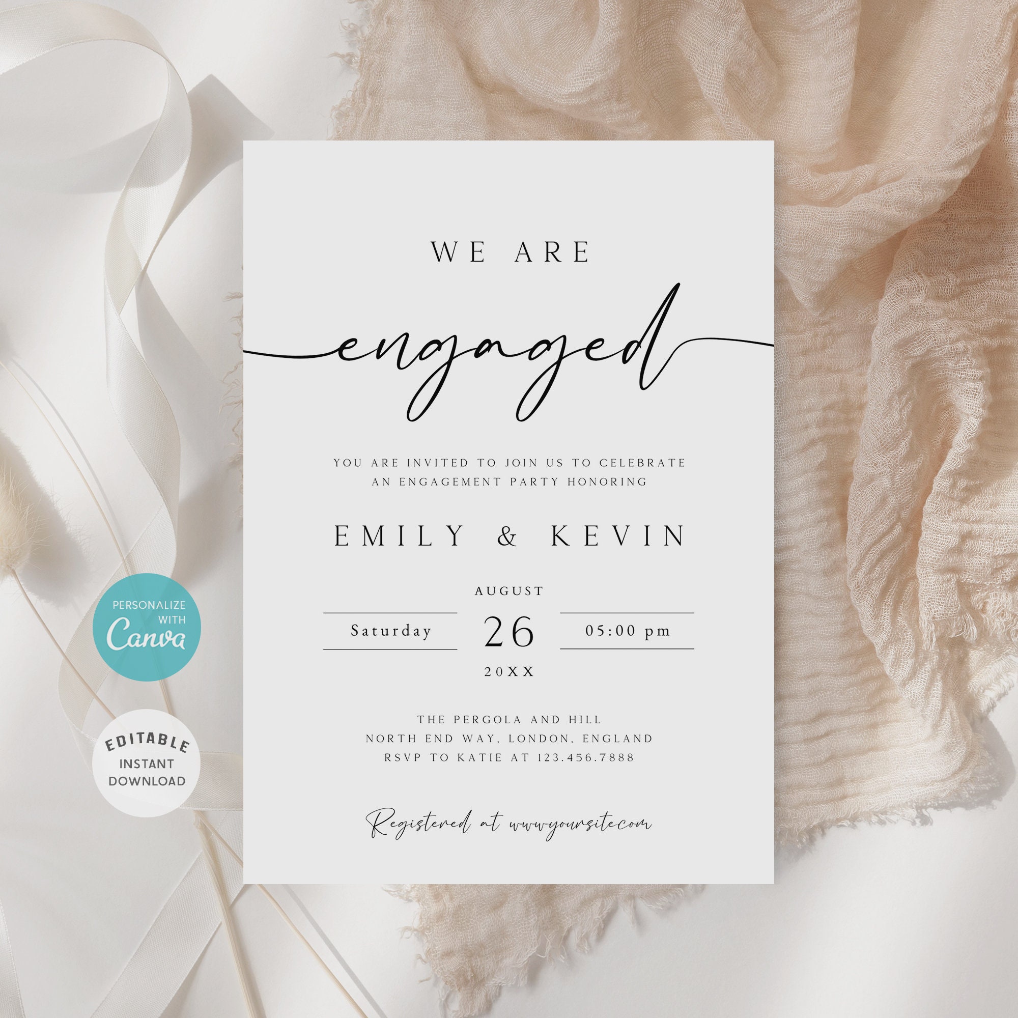 Editable Engagement Party Invitation, Engagement Party Invite, Instant ...