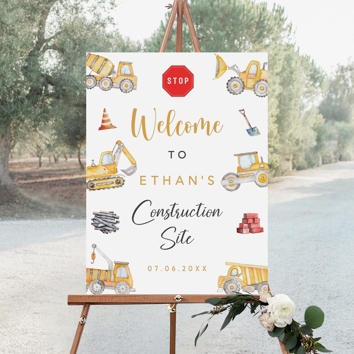 Construction Welcome Sign, Dump Truck Party Welcome Poster ...