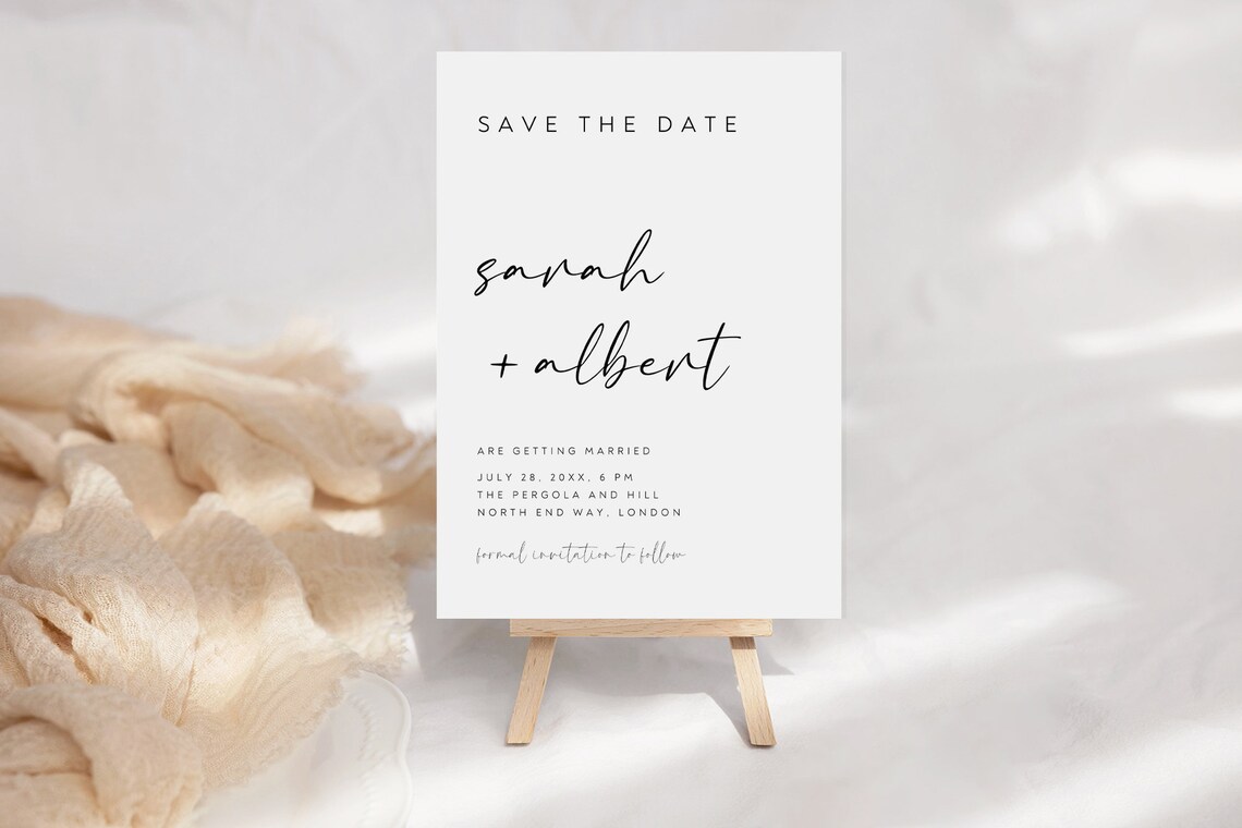 Elegant Save the Date Template, Modern Save the Date Card, Save the Day ...