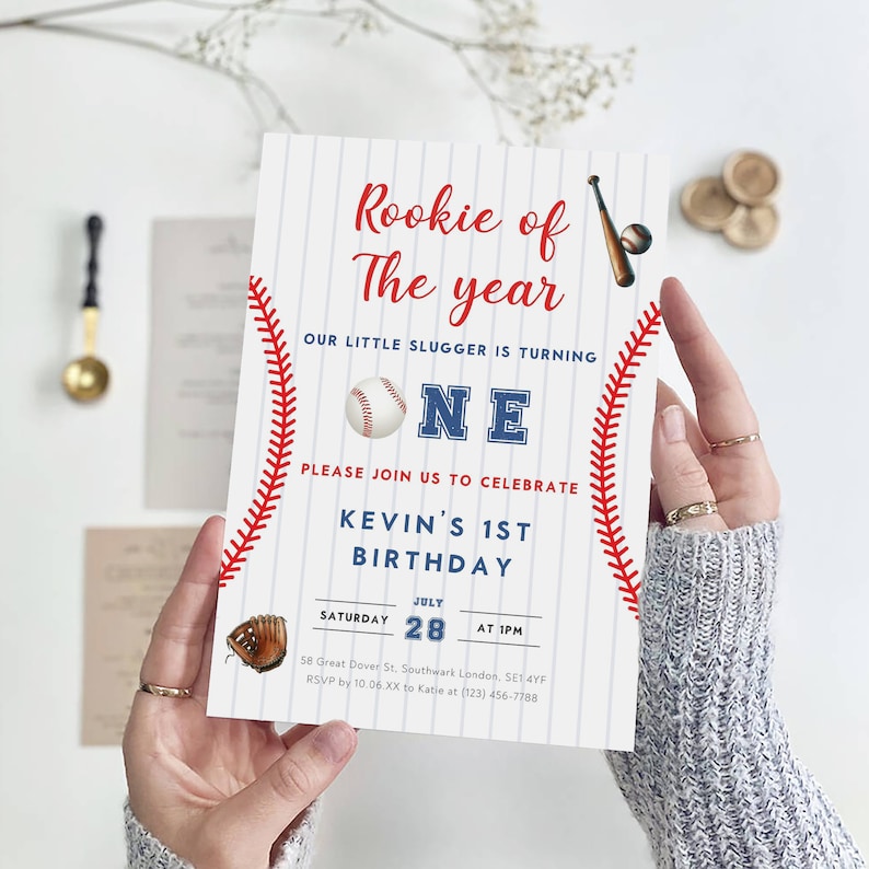 Baseball Birthday Invitation Template, Baseball First Birthday Invite ...