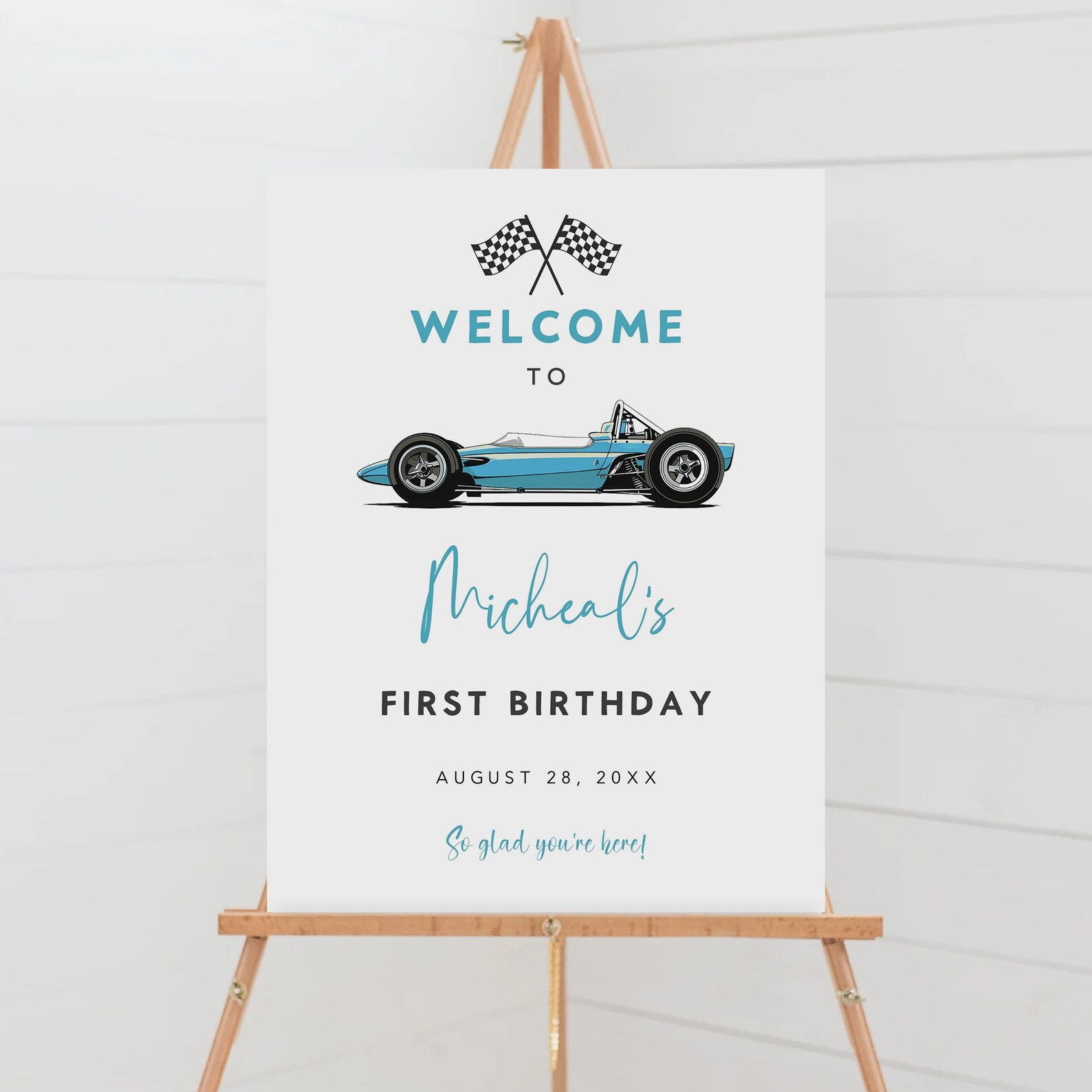 Race Car Birthday Welcome Sign, Editable Racing Party Poster (digital ...