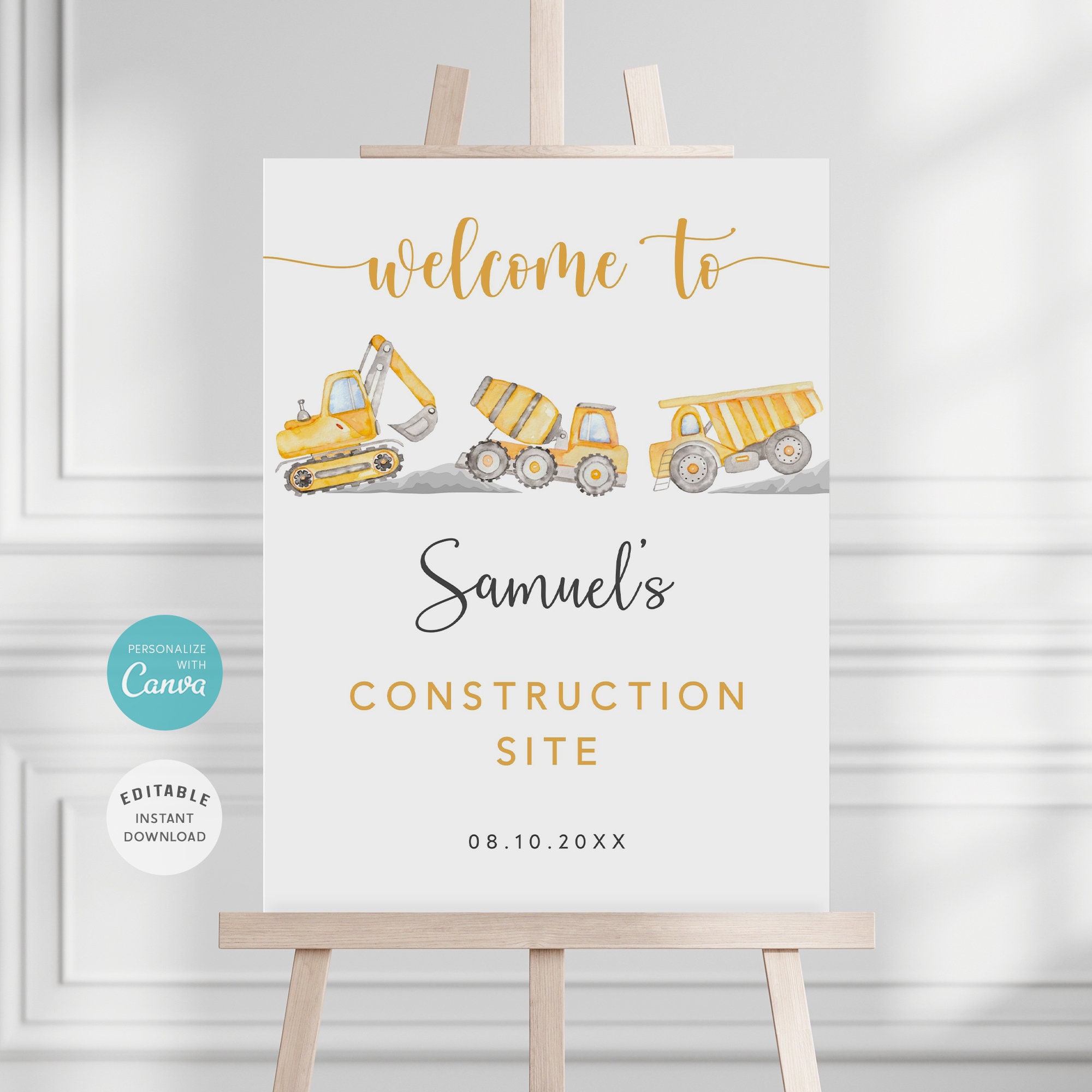 Construction Welcome Sign, Dump Truck Party Welcome Poster ...