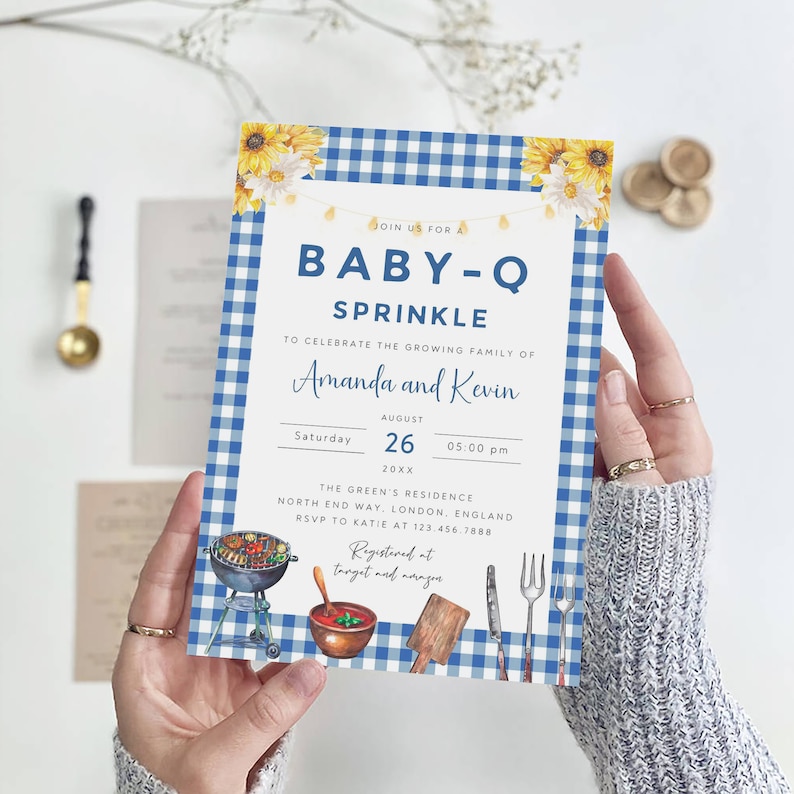 Baby-q Sprinkle Invitation Template, Editable Backyard BBQ Invite ...