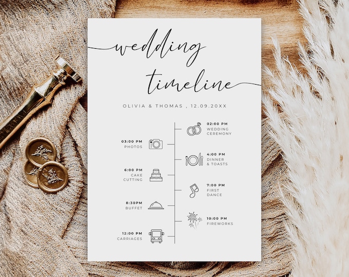 Weddding Timeline Template, Wedding Timeline Card, Wedding Weekend ...