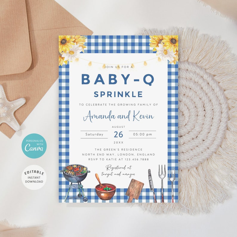 Baby-q Sprinkle Invitation Template, Editable Backyard BBQ Invite ...