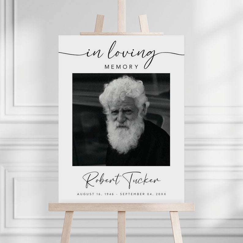 In Loving Memory Sign, Minimalist Funeral Welcome Poster, Funeral ...
