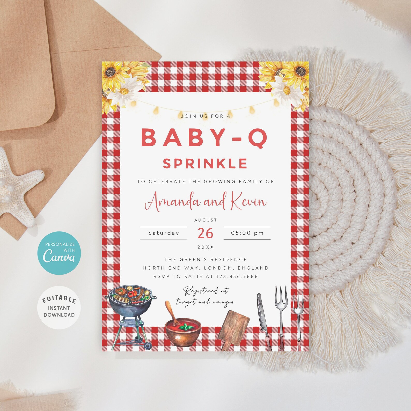 Baby-q Sprinkle Invitation Template, Editable BBQ Invite (digital ...