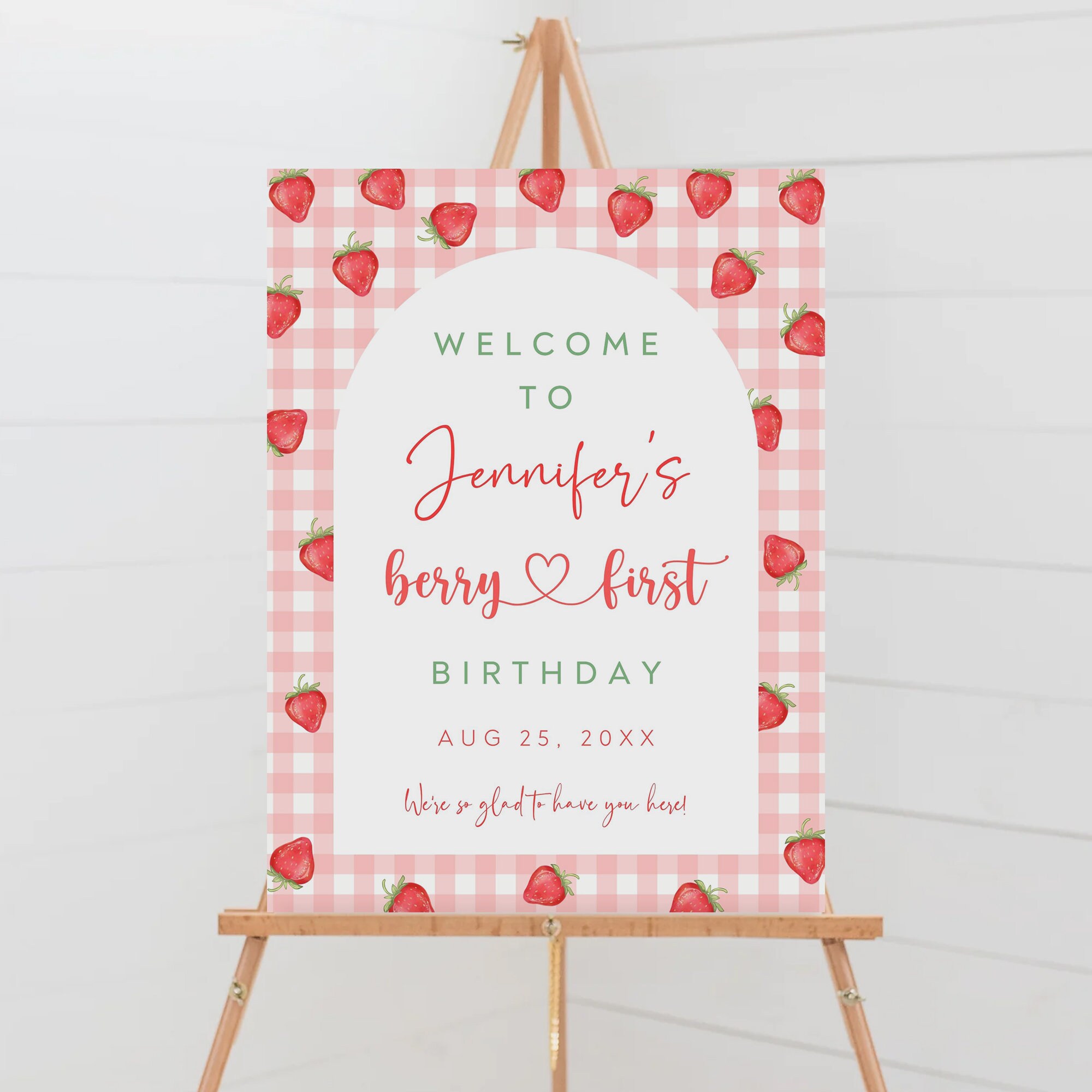 Strawberry Birthday Welcome Sign, Berry First Birthday Sign, 1st ...