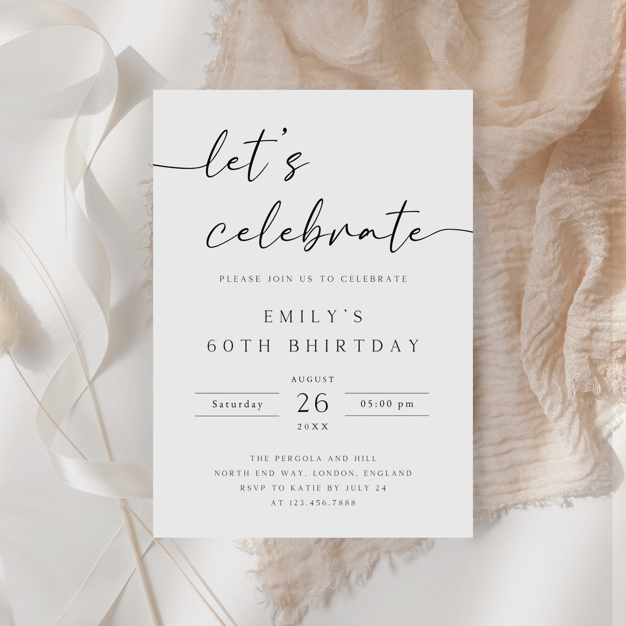 Let's Celebrate Invitation Template, Editable Surprise Birthday Party ...