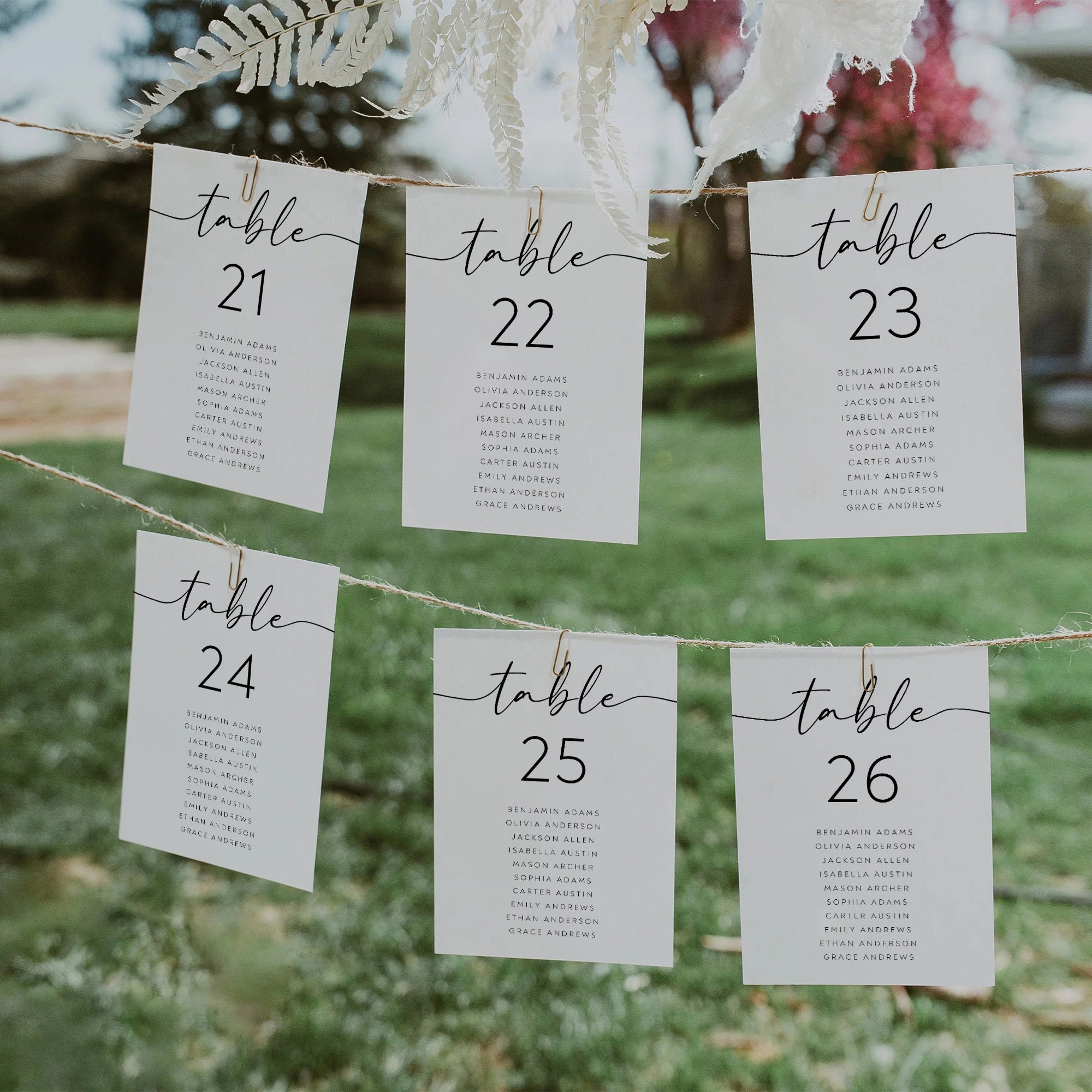 Modern Seating Chart Cards, Table Seating Chart Printable, Wedding ...