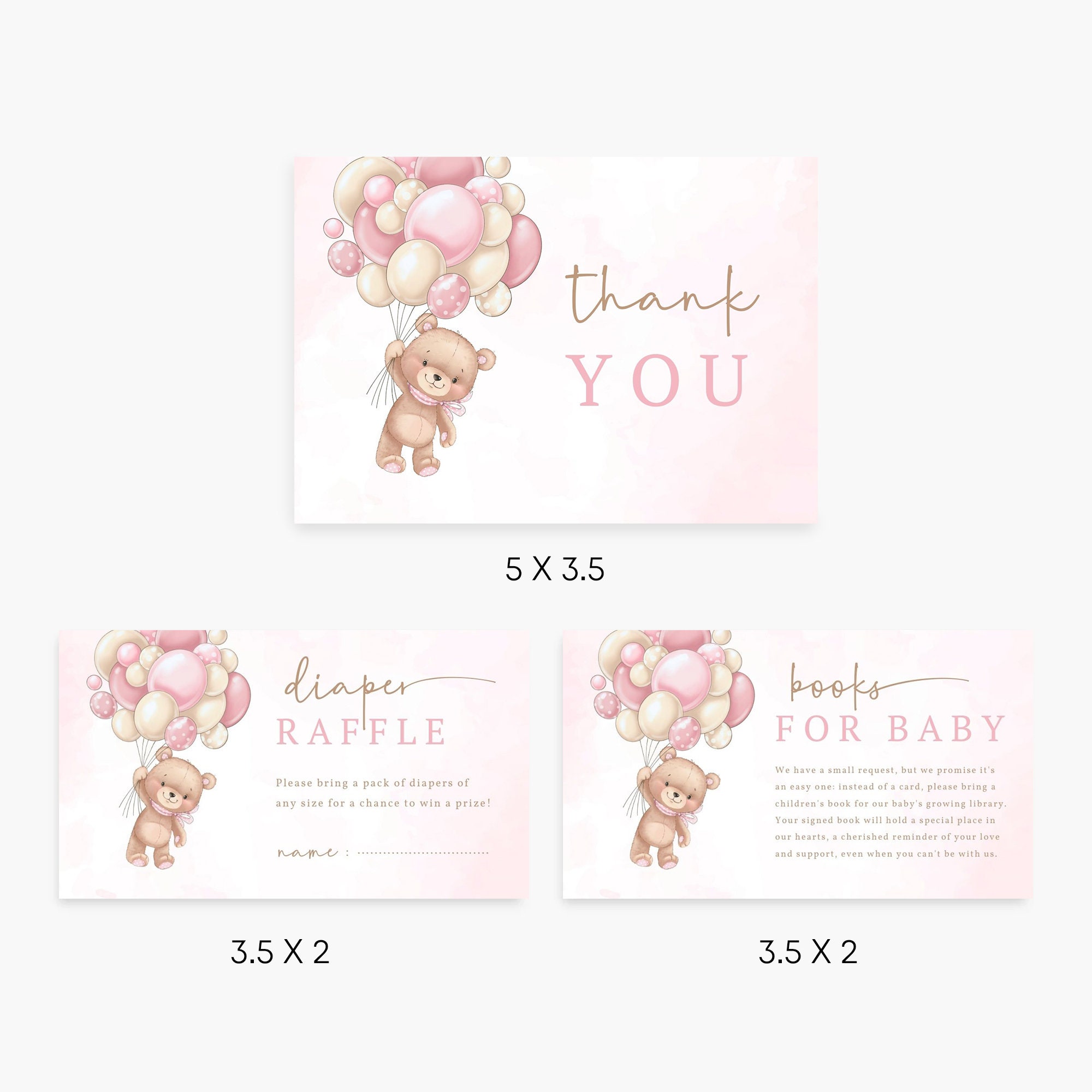 Editable Brown Bear Balloon Baby Shower Invitation Bundle, We Can ...