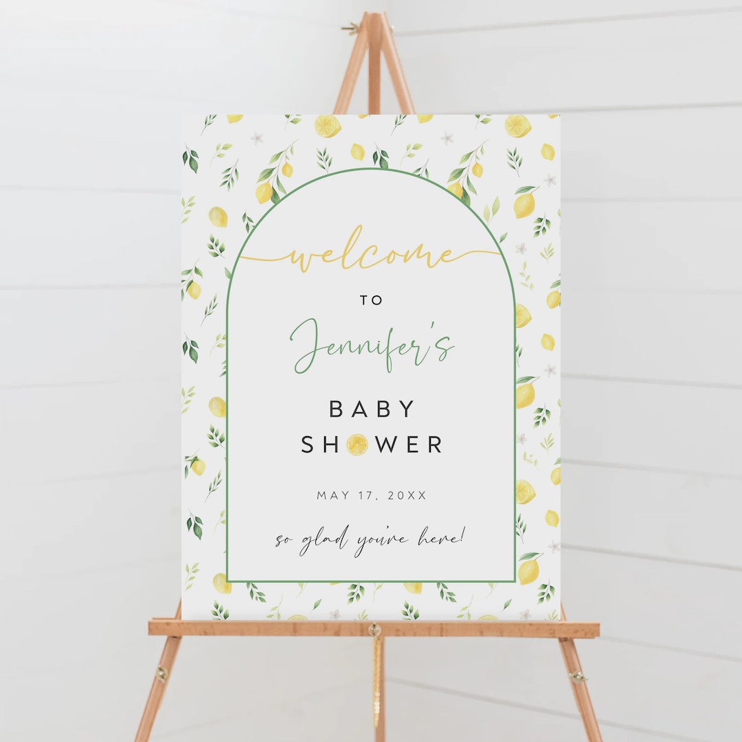Lemon Baby Shower Welcome Sign, Citrus Theme (editable Template) - Etsy