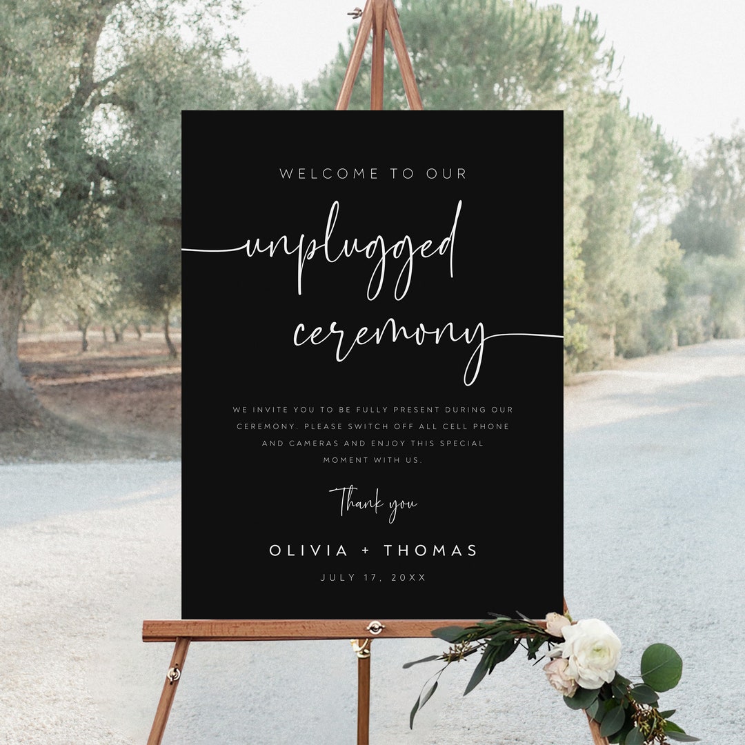 Unplugged Ceremony Sign Template, Modern Calligraphy (digital Download ...