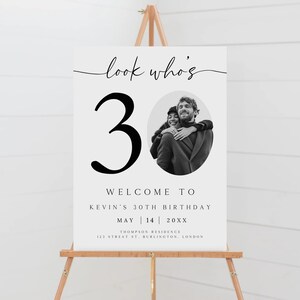 Editable 30th Birthday Welcome Sign, Look Who's 30 Welcome Sign, Thirty ...