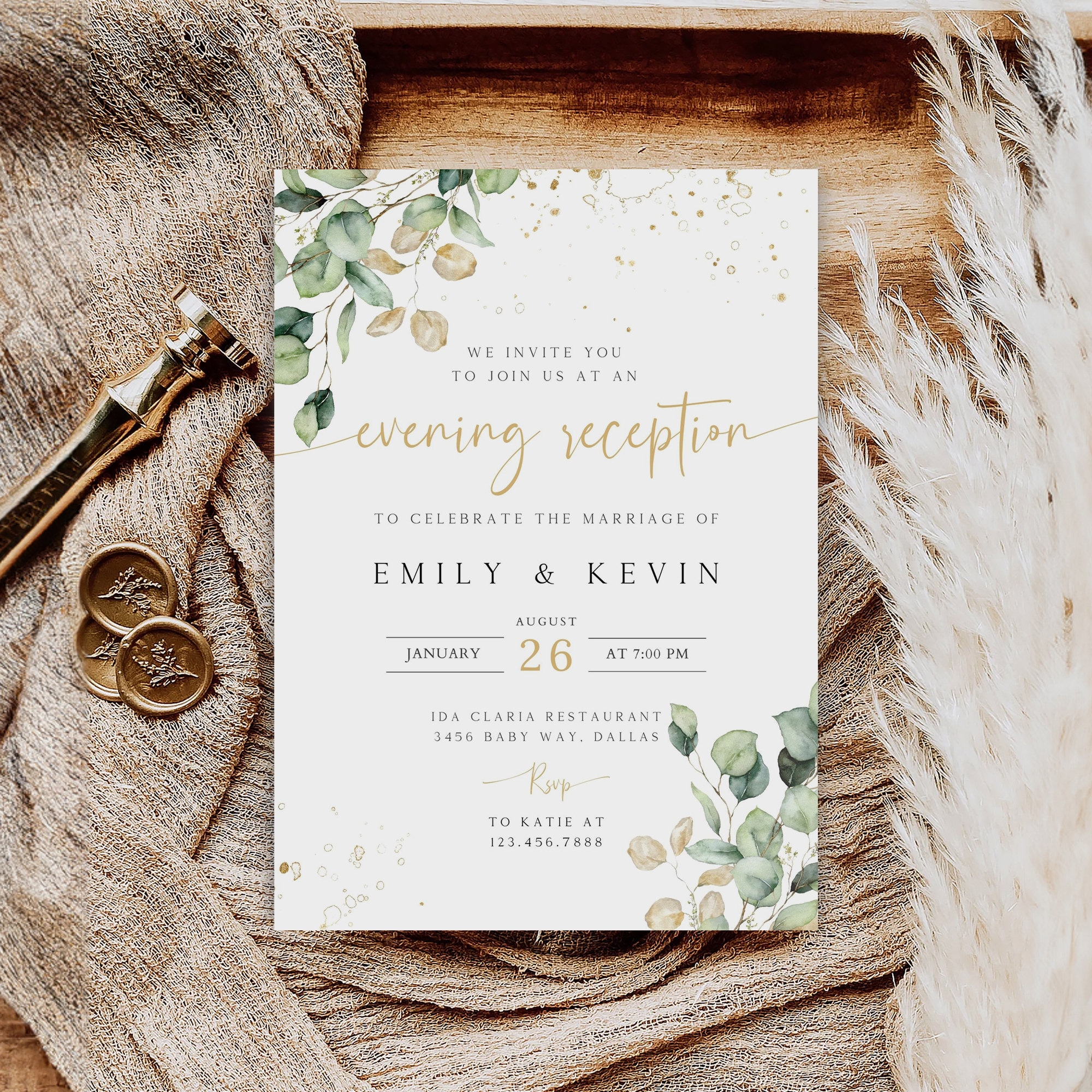 Wedding Reception Invitation Template, Editable Evening Wedding ...