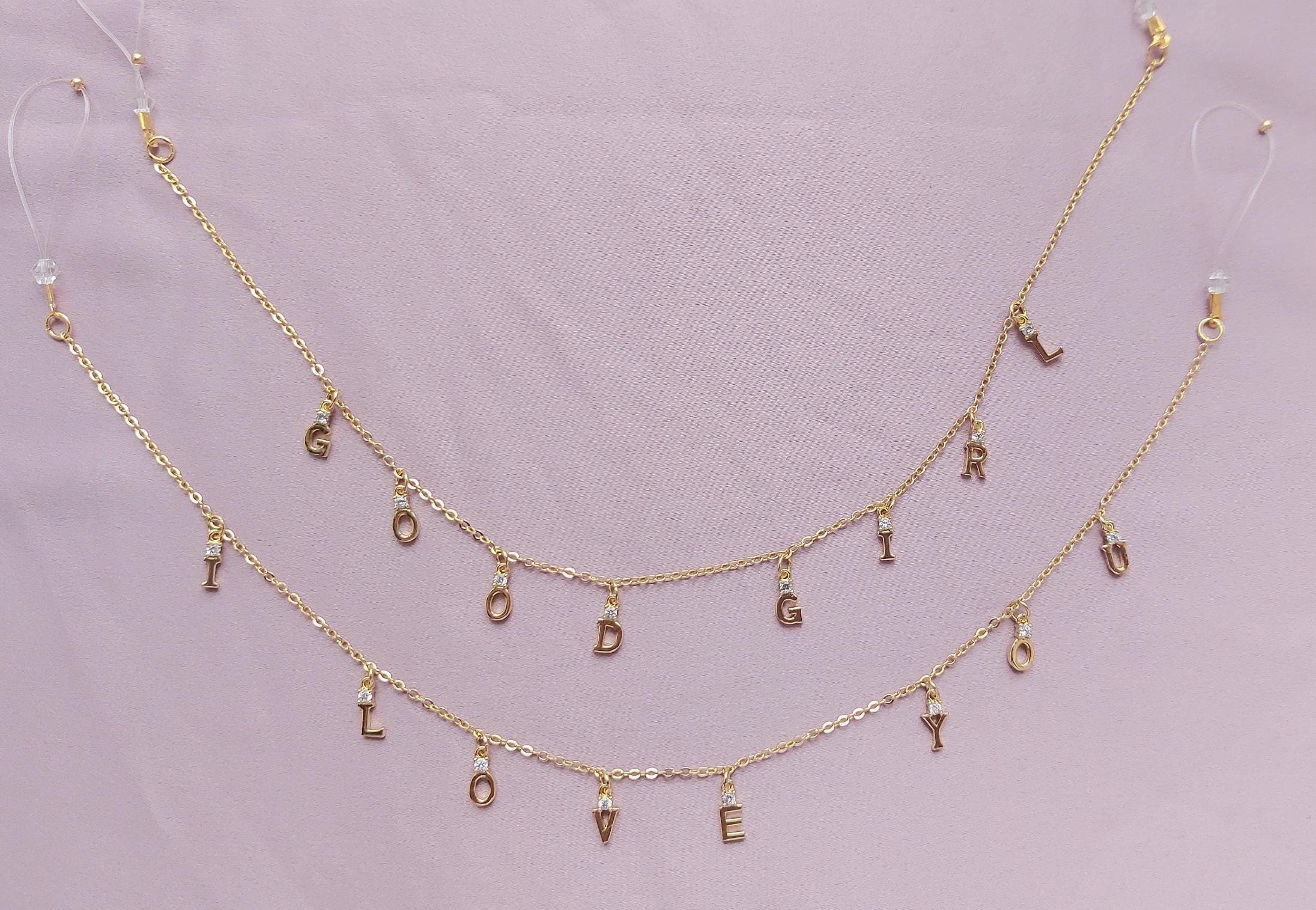 Crystal Letters Nipple Jewelry: 24k Gold Plated Chain Body Jewelry, Non ...