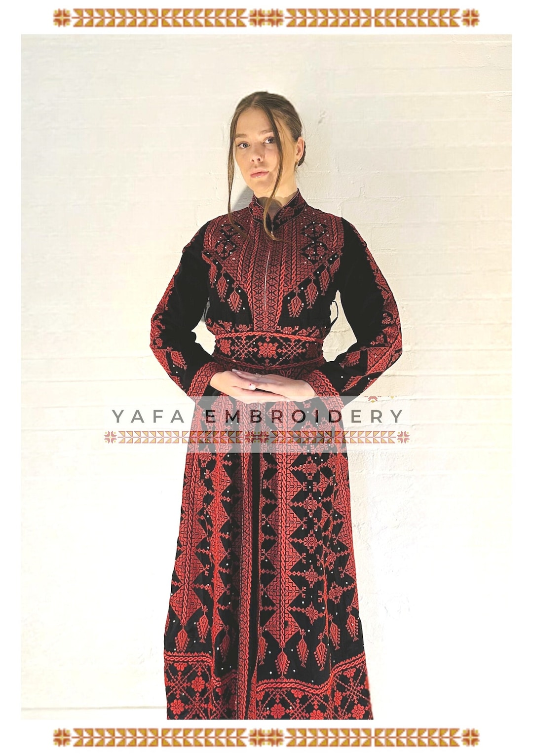 Palestinian Embroidered Thobe Maxi Dress 3 Pcs Thobe Kaftan Tatreez ...