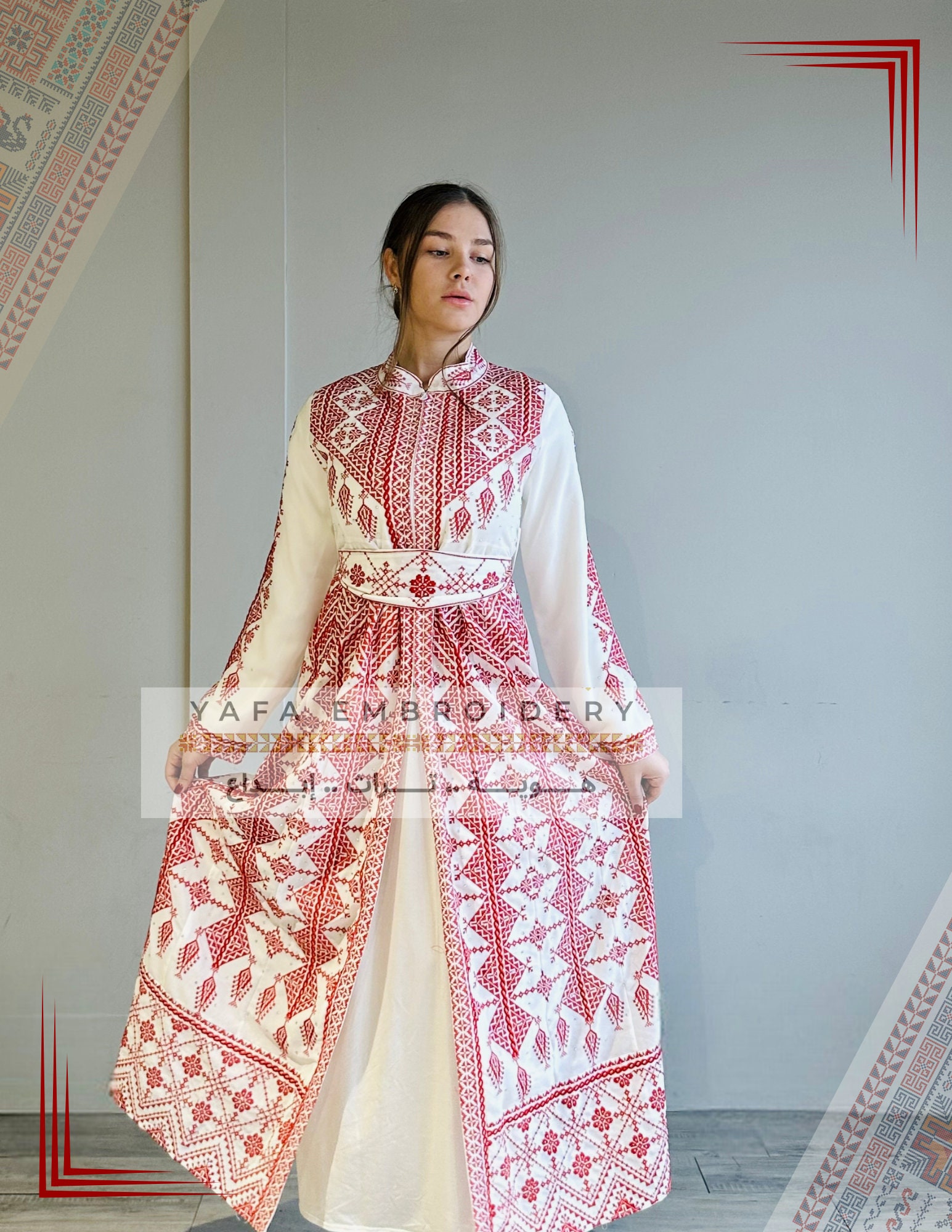 Palestinian Embroidered Thobe Maxi Dress 3 Pcs Thobe Kaftan Tatreez ...
