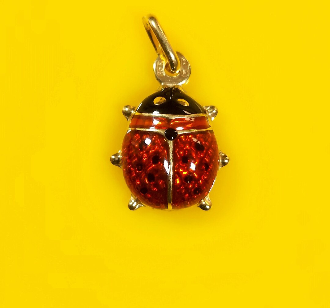 10K 14K 18K Yellow Gold Ladybug Amulet Talisman 17mm Size, Yellow Gold ...