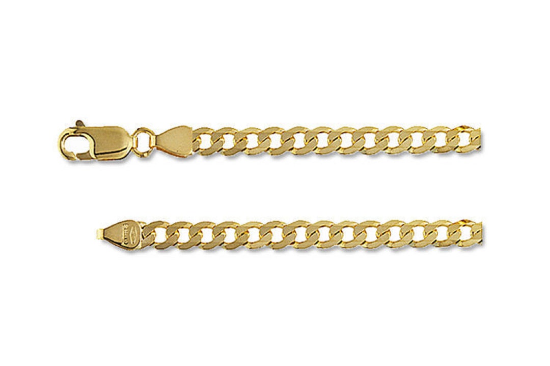14K Yellow Gold Open Curb Chain Thick 3mm Made Italia Chain - Etsy