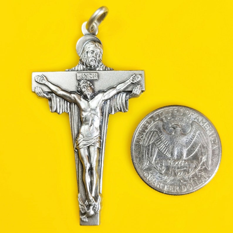 Holy Trinity Cross Solid 925 Silver 3D Design 52mm Size Pendant, Father ...